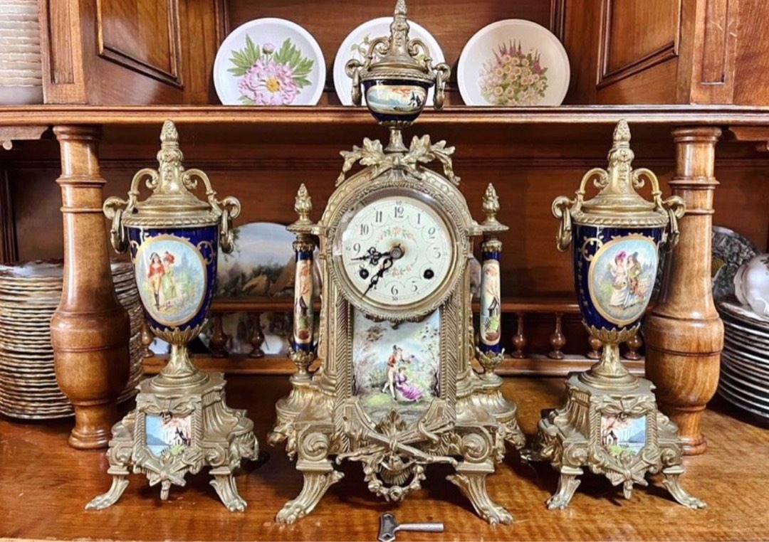 Antique Victorian Clock Key Set Bronze Limoges 1970, Hobbies & Toys ...