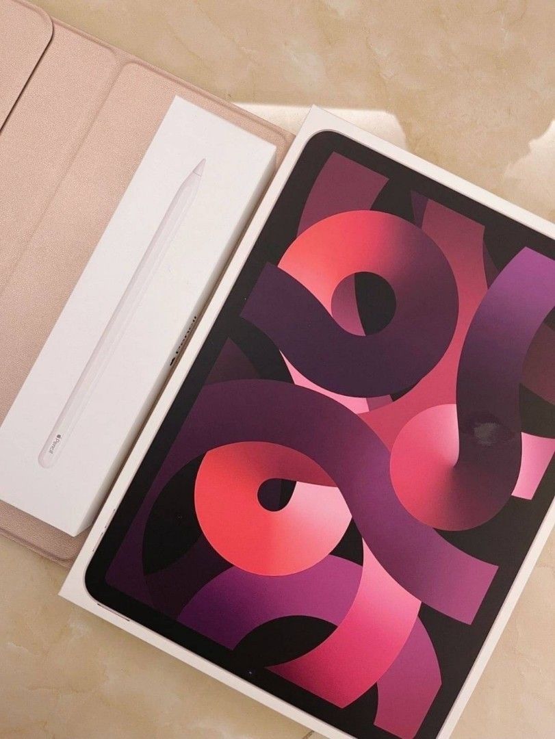Apple iPad Air 5 64G 10.9吋 WiFi 無瑕疵 95成新 粉色2024/03購入 保固內 贈保護殼、玻璃貼, 哩哩扣扣, 其他在旋轉拍賣