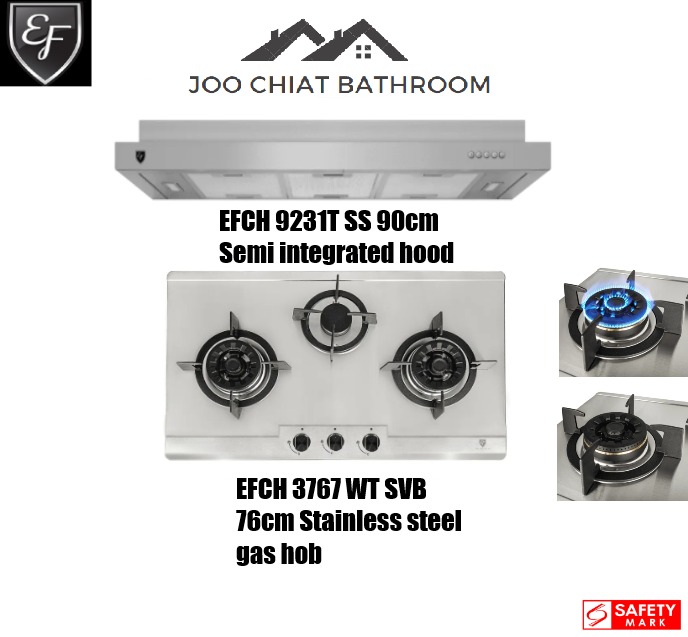 CDC Voucher accepted - EF EFCH 9231T SS 90cm Semi integrated hood EFH 3767 WT VGB 76cm Stainless ...