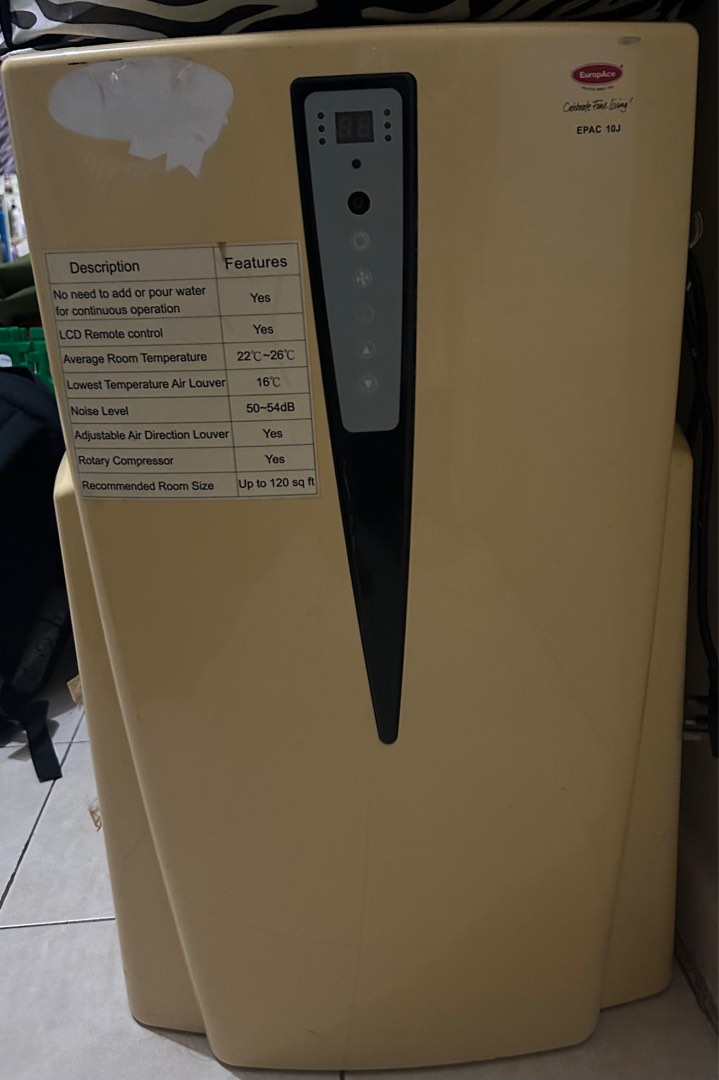 EuropAce Portable Aircon, model EPAC 10J, TV & Home Appliances ...