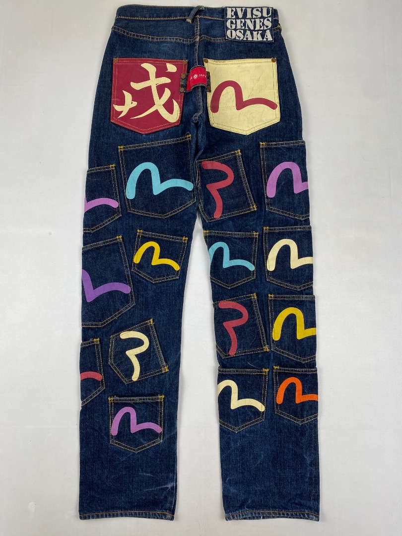 Evisu Genes Multipocket Seagull Selvedge Denim, Men's Fashion, Bottoms ...