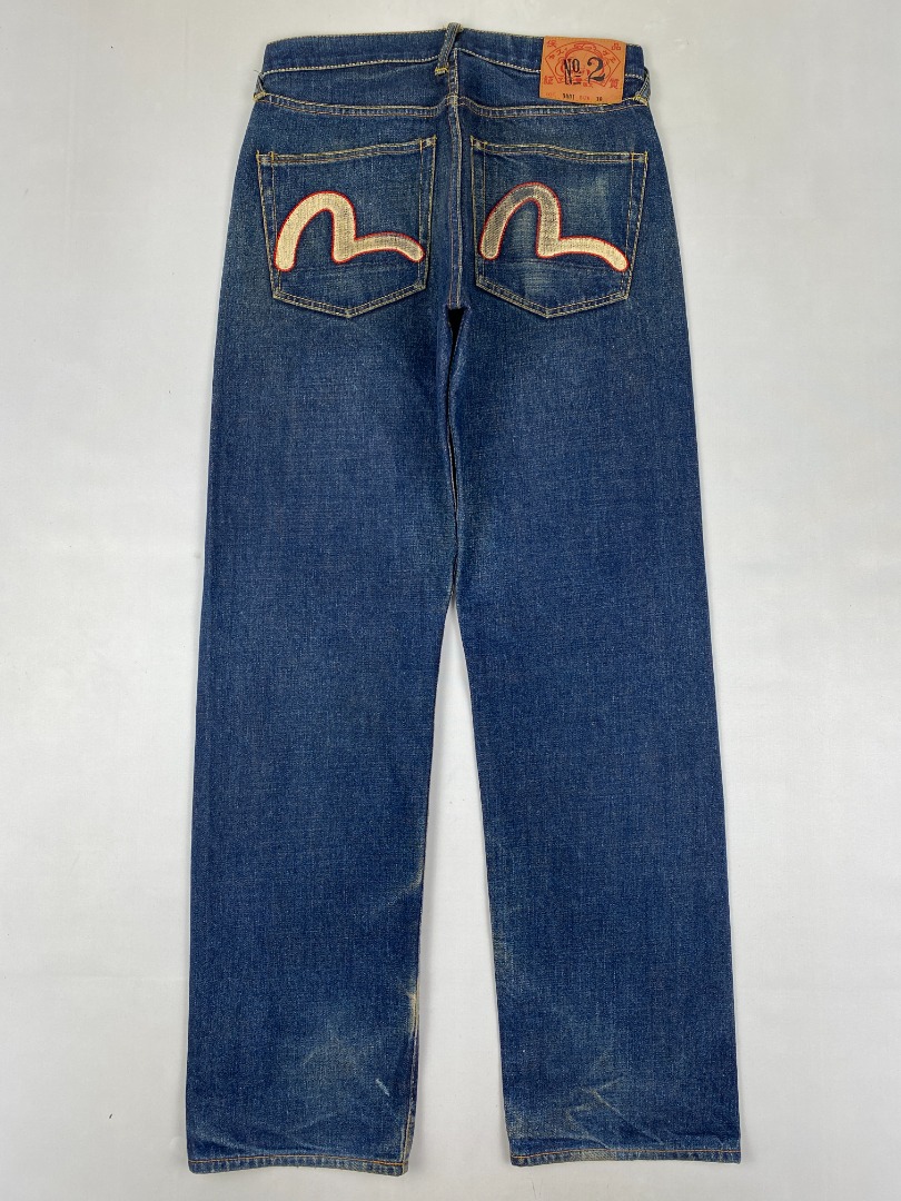Evisu Lot 0001 Red & White Seagull Selvedge Denim, Men's Fashion, Bottoms, Jeans on Carousell
