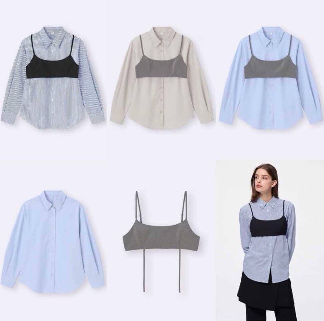 GU JAPAN Two piece bustier and polo set, Women's Fashion, Tops ...