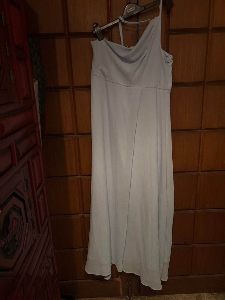 light blue ome shoulder gown,, Women's Fashion, Dresses & Sets, Evening ...