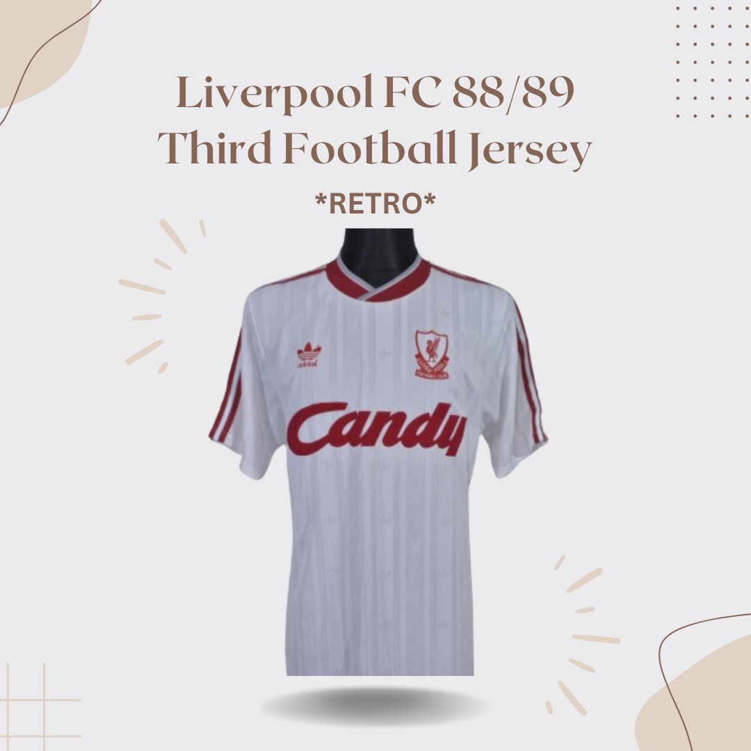 Liverpool FC 98/99 Candy White Third Retro Football Jersey Jersi Bola ...