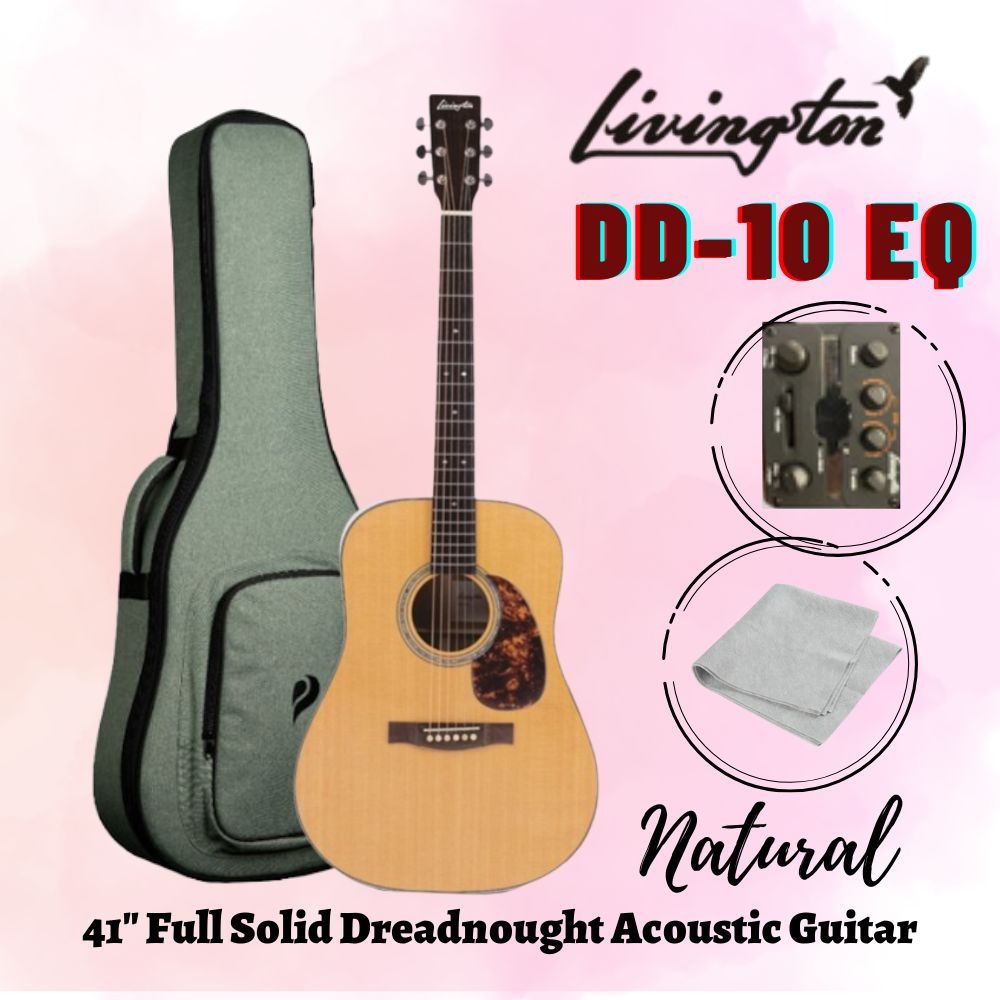 Livingston DD-10 EQ 41" Full Solid Dreadnought Acoustic-Electric Guitar ...
