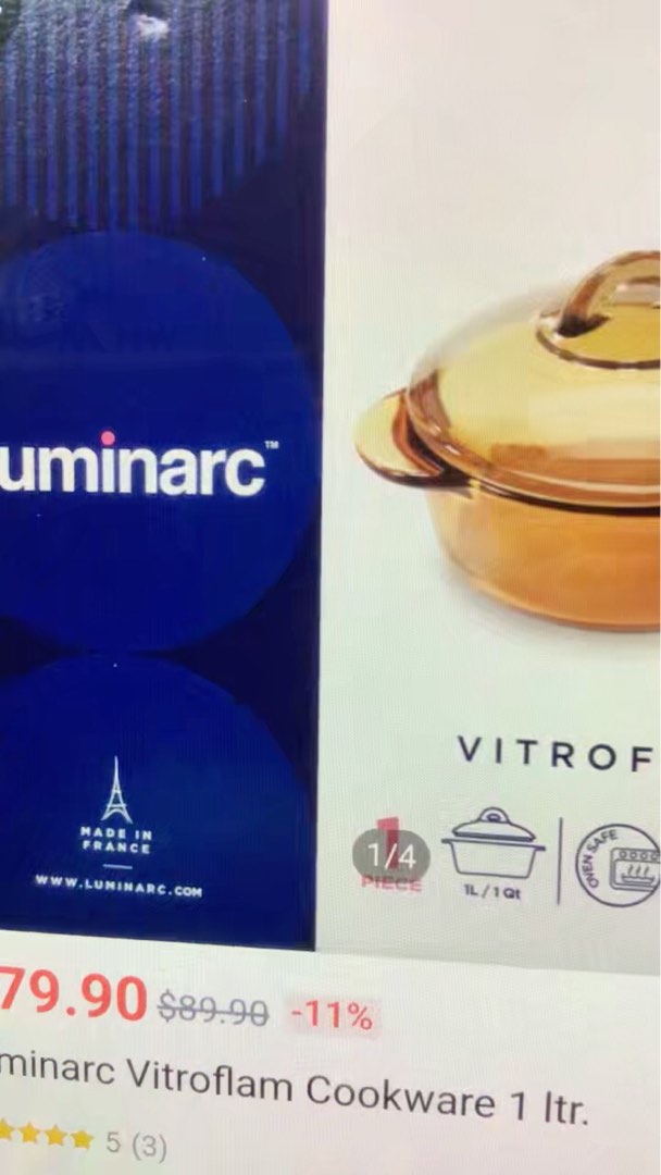 Luminarc Vitroflam Cookware 1 Ltr, Furniture & Home Living, Kitchenware ...