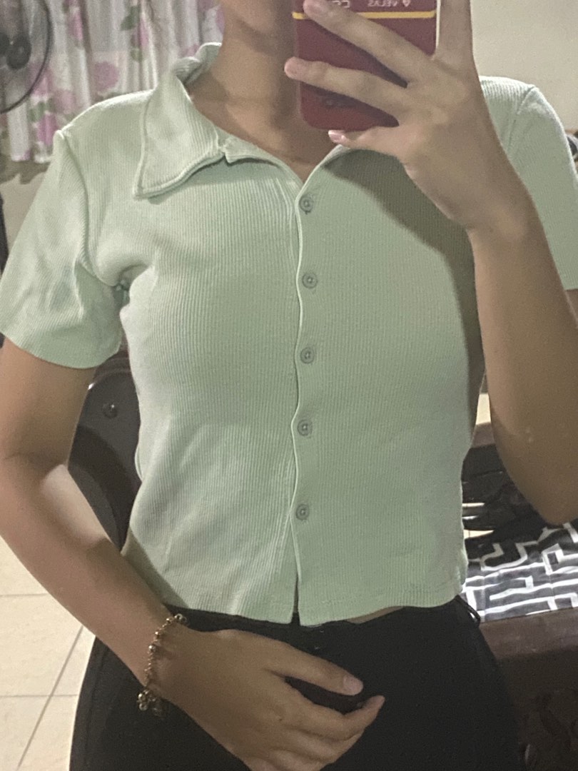 Matcha Polo Cute Top, Women's Fashion, Tops, Blouses on Carousell