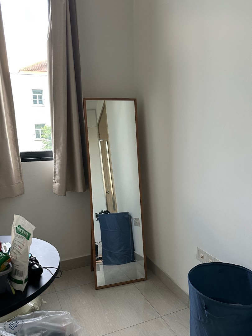 Muji Full-Body Length Standing Wooden Mirror (Negotiable), Furniture ...