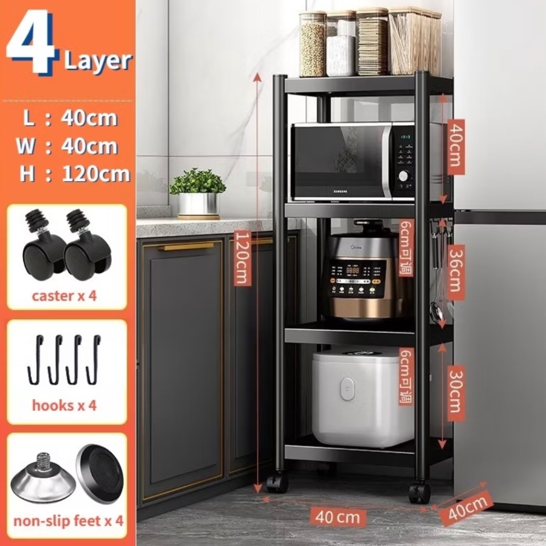 Multi Tier Kitchen Rack | Microwave Oven Shelf | Carbon Steel Kitchen ...