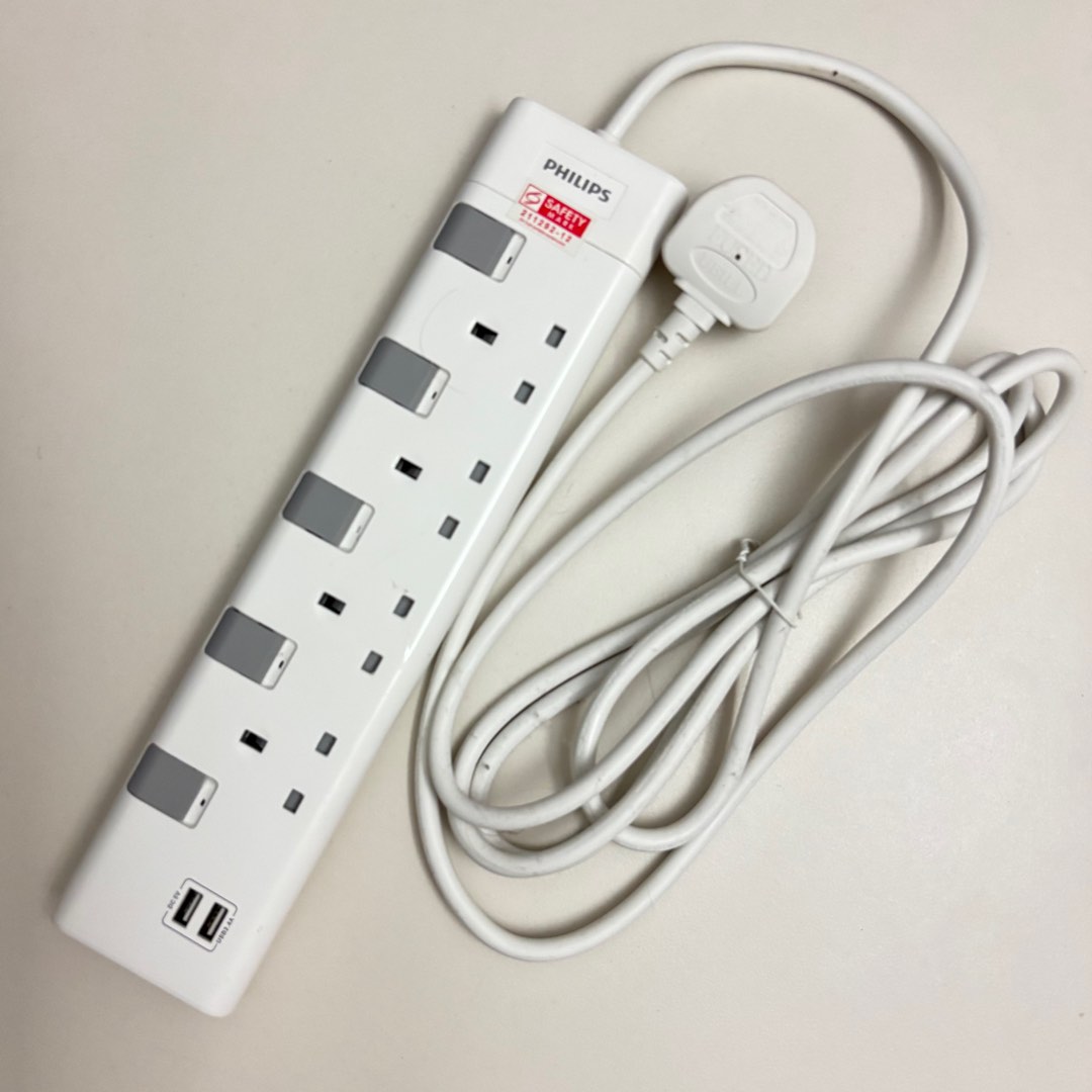 Philips Extension Cord - 4 Ports and USB Ports, TV & Home Appliances ...