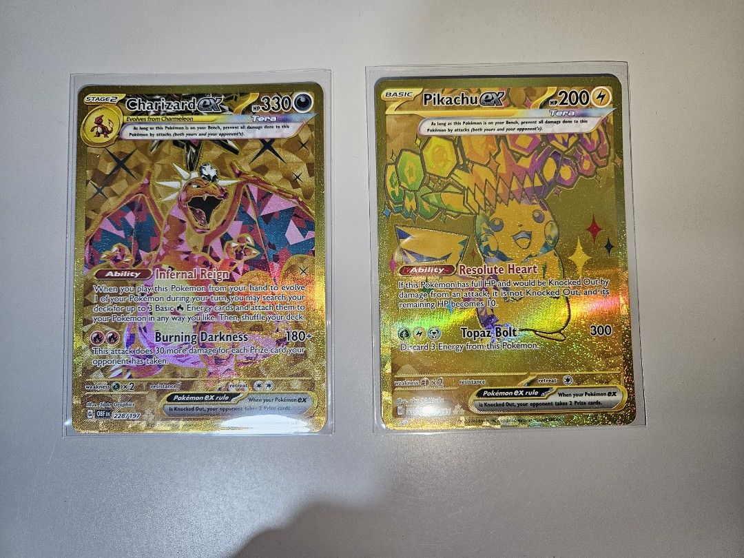 Pikachu ex gold and charizard ex gold, Hobbies & Toys, Toys & Games on ...