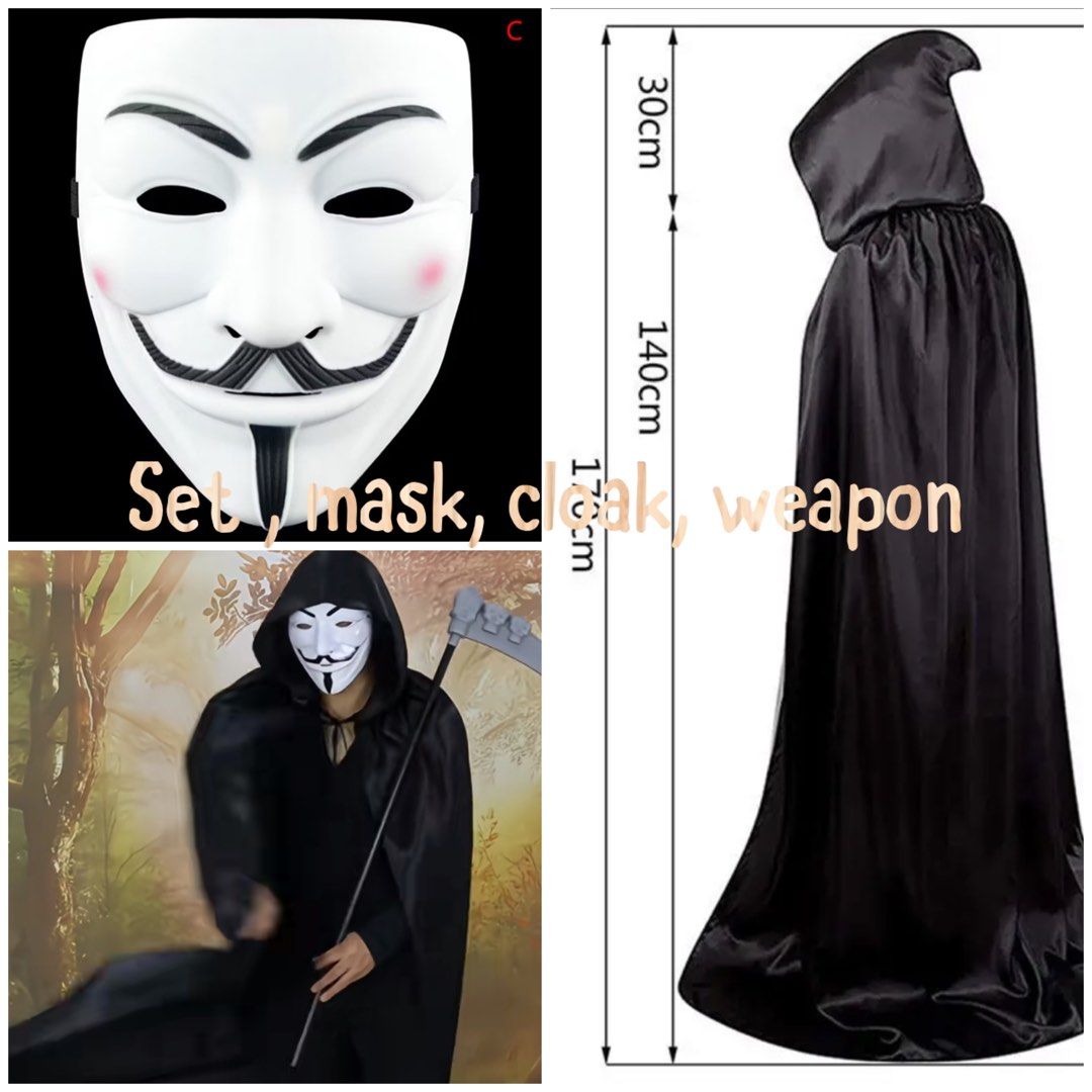 Complete Vendetta Costume Set - Include Mask, Cloak and Weapon ...
