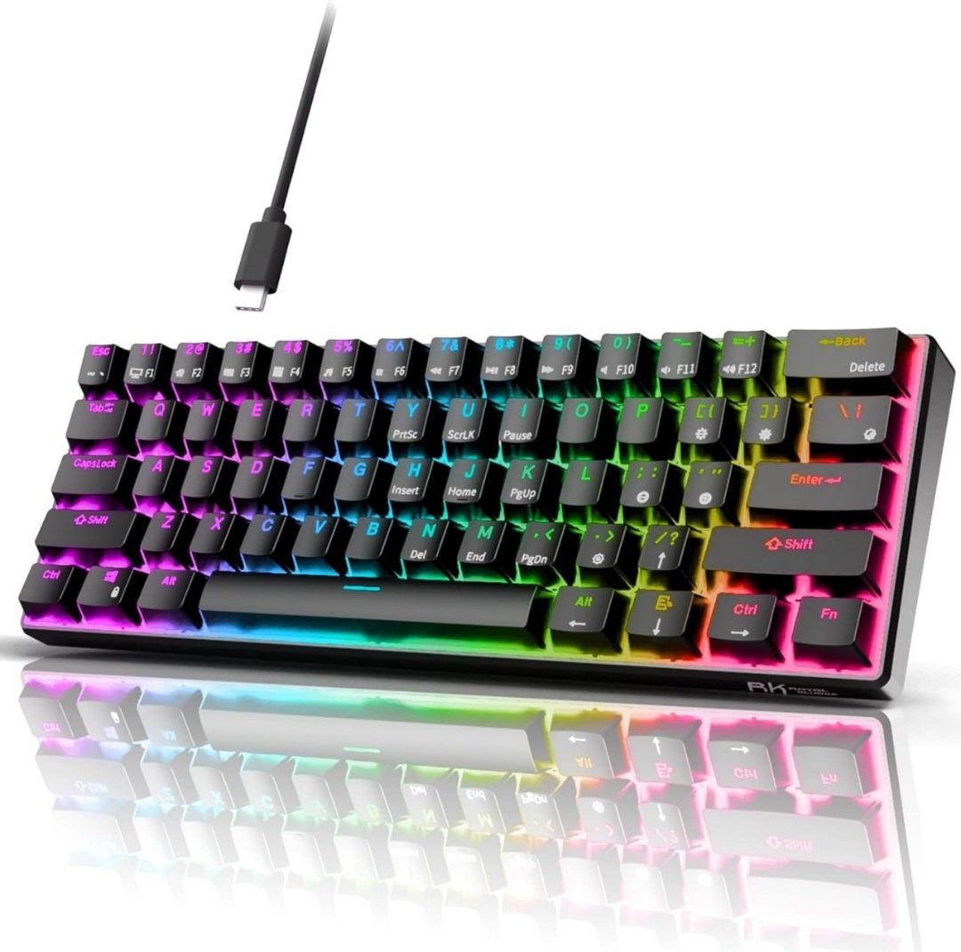 RK ROYAL KLUDGE RK61 RGB 60% Mechanical Gaming Keyboard 61 Keys Ultra ...