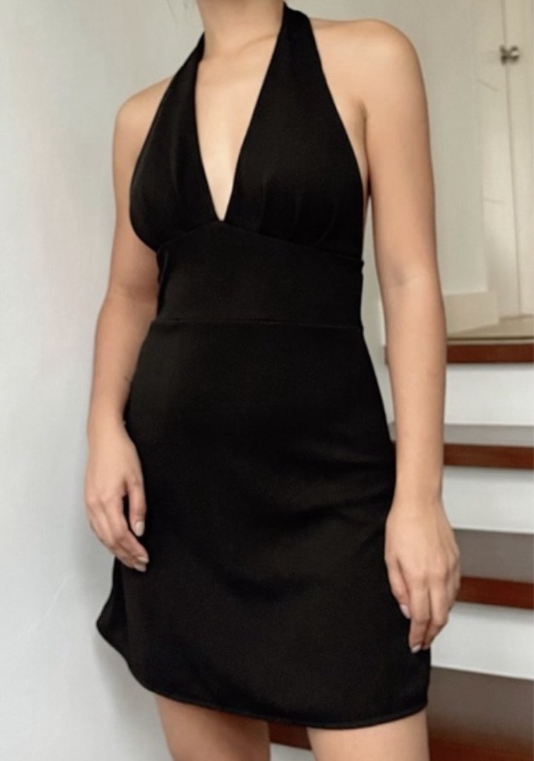 Sexy Black Backless Halter Dress, Women's Fashion, Dresses & Sets ...