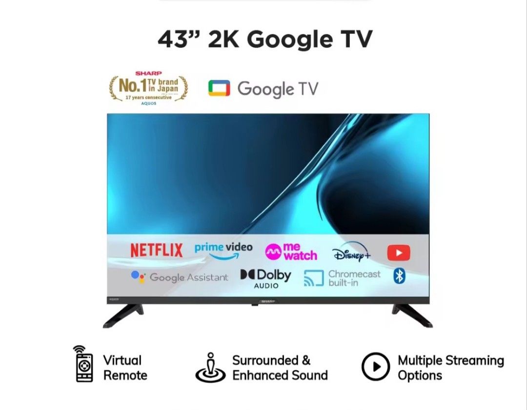 Sharp 43" led Smart Tv. 2T-C43GH3000X, TV & Home Appliances, TV ...
