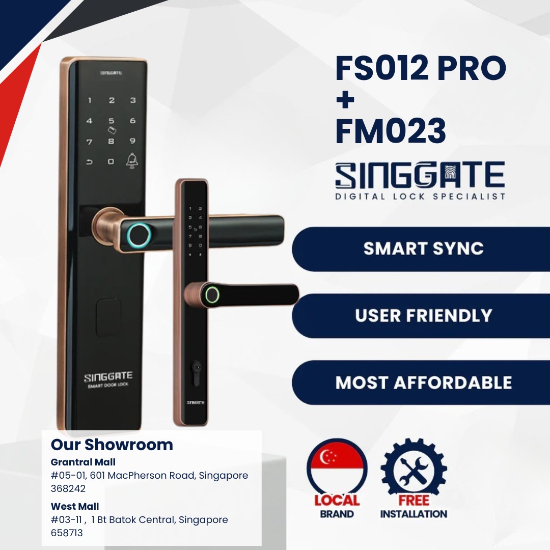 Singgate Synchronize Unlocking Digital Lock Bundle | Door Lock + Gate Lock | FS012 PRO + FM023 ...