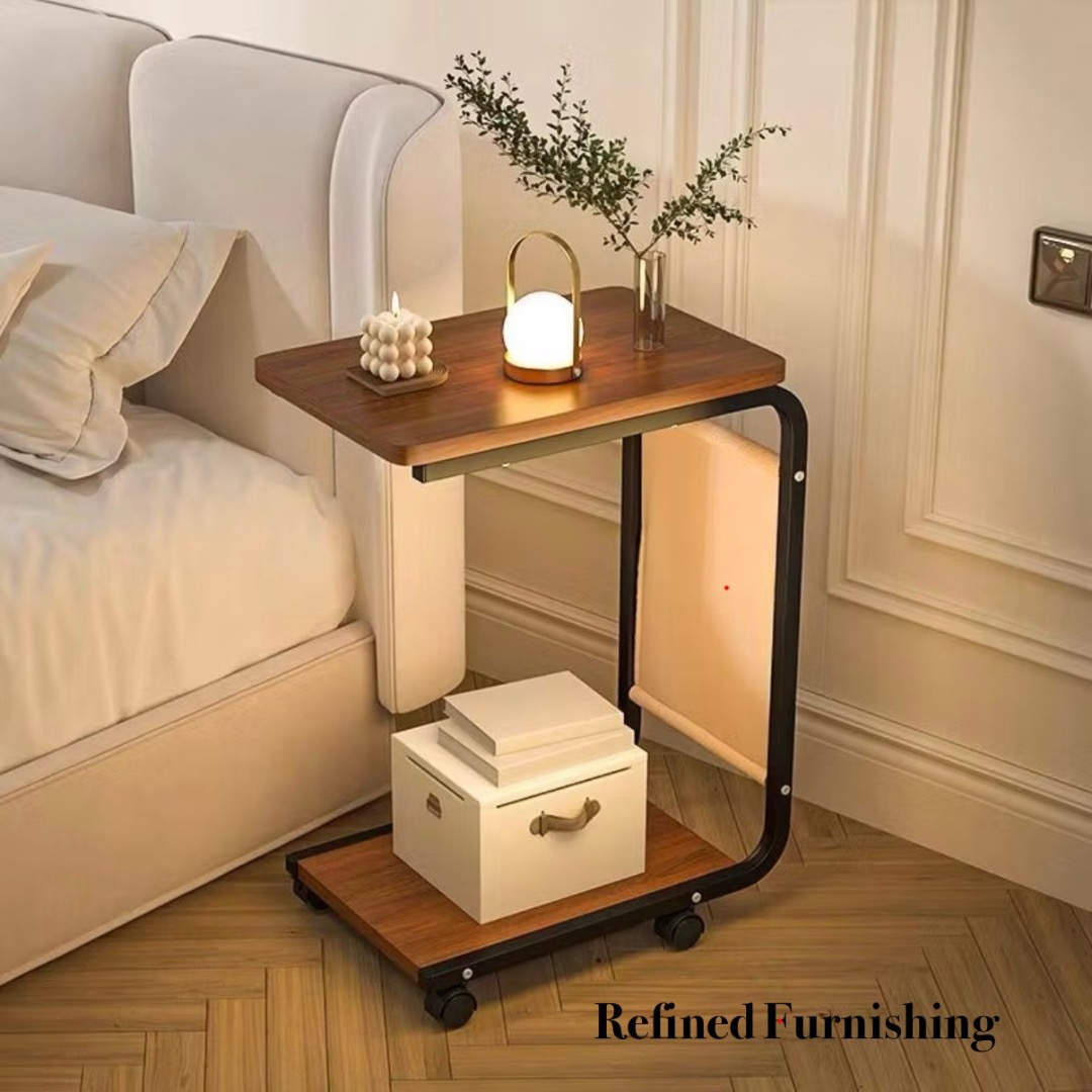 Wheeled Sofa Side Table | Small Rolling Bedside Table | Couch Side ...