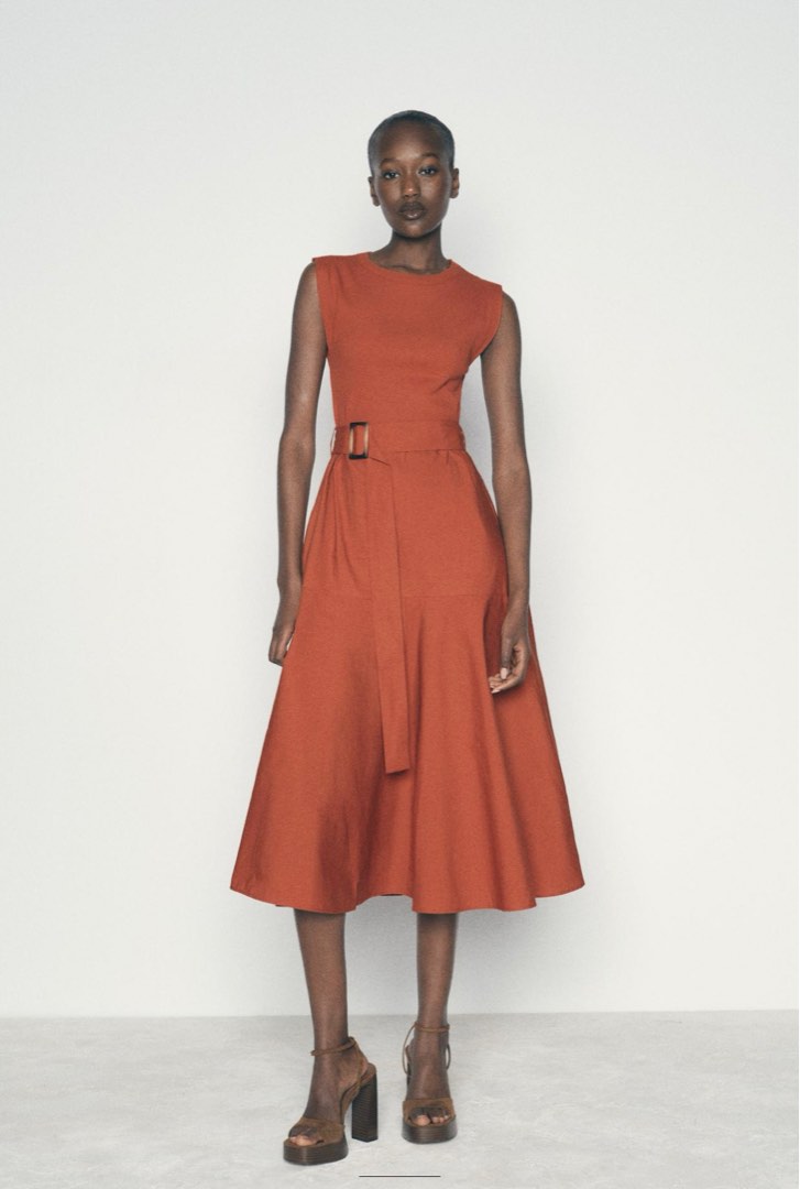 Zara rust coloured contrast dress, Women's Fashion, Dresses & Sets ...