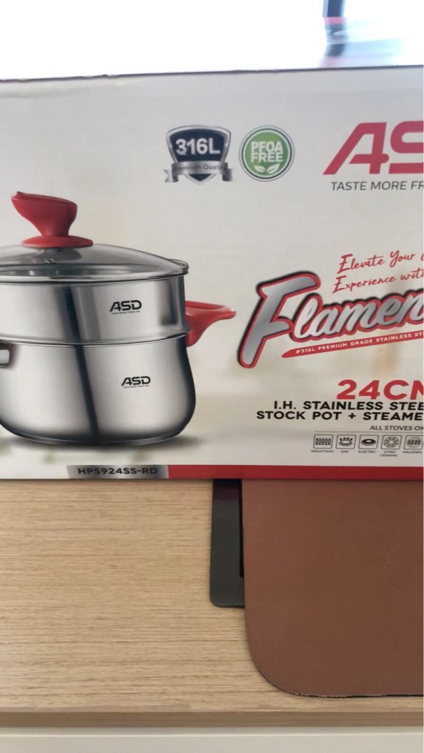 ASD 24CM Stainless Steel Stock Pot & Steamer, Furniture & Home Living ...