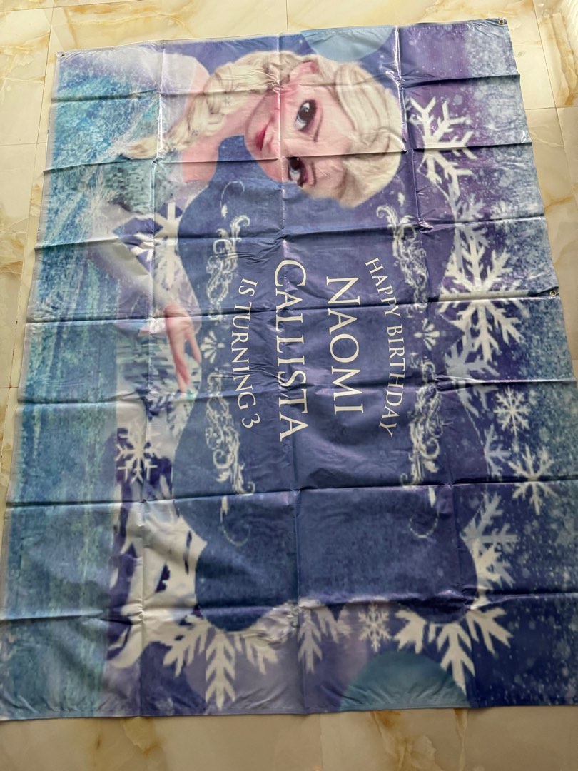 Banner ulang tahun tema elsa frozen nama naomi callista ultah ke 3 ...