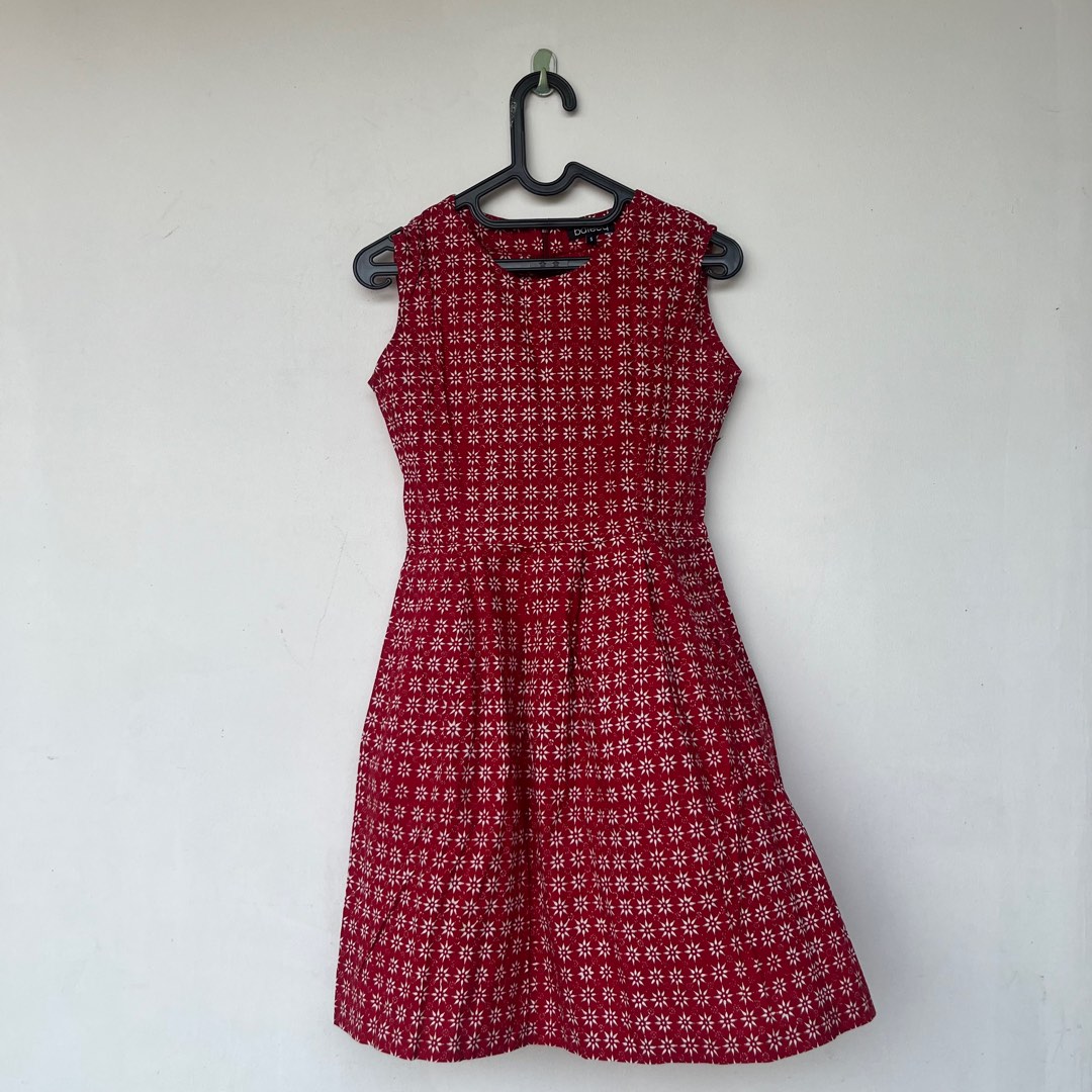 Bateeq - Red Batik Sleeveless Mididress Midi Dress/Terusan Tanpa Lengan Merah | Not Batik Keris ...
