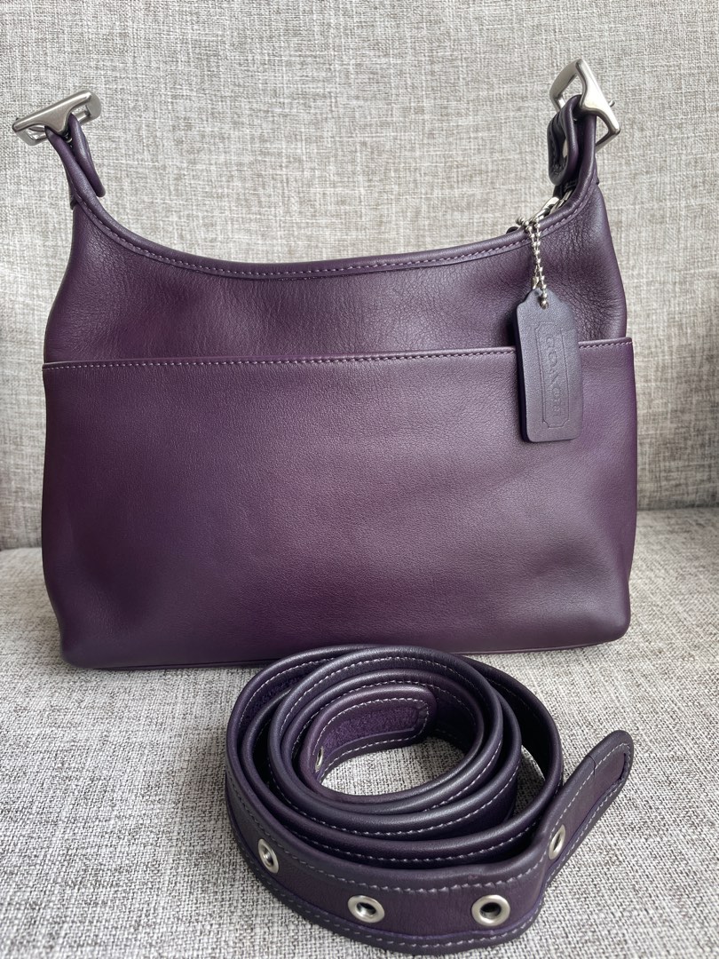 Coach Legacy Zip 9136 crossbody leather bag in aubergine purple, Women ...