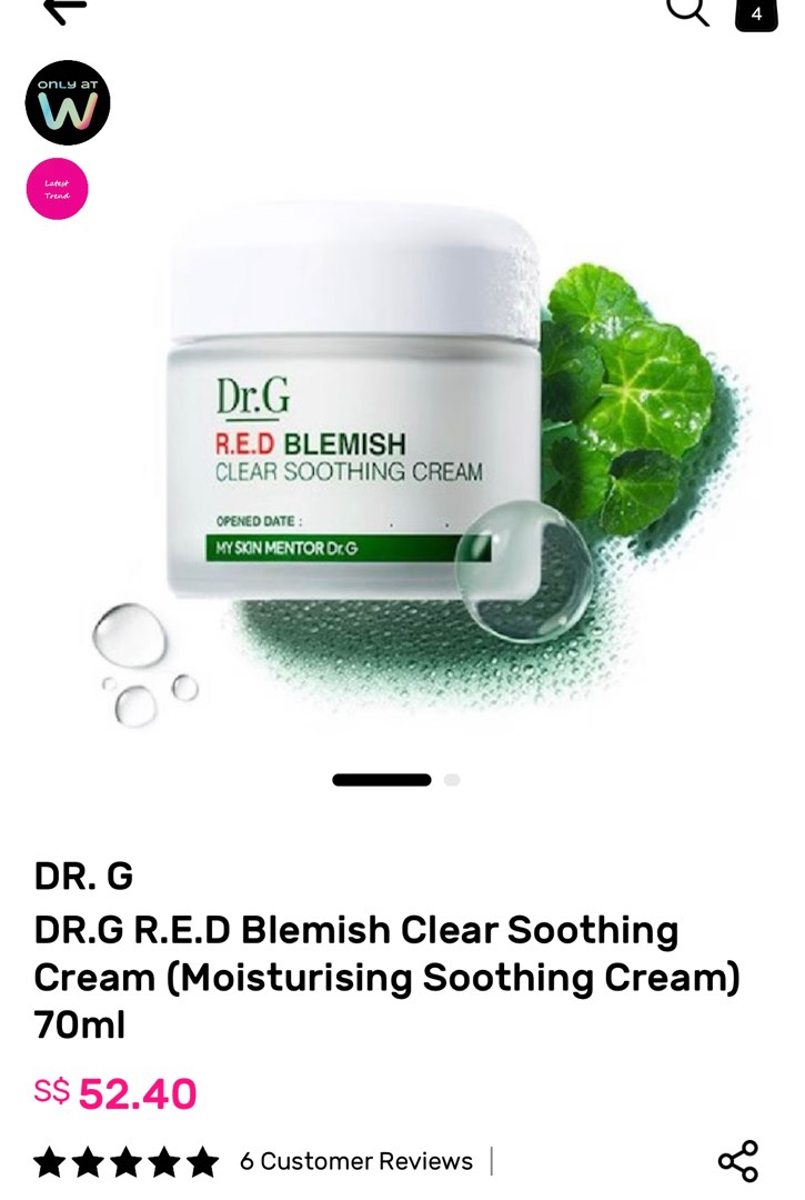 Dr G DR.G RED Blemish Clear Soothing Cream (Moisturising Soothing Cream ...