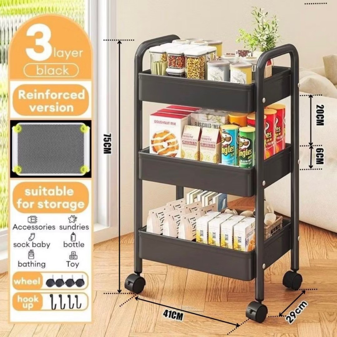 Extra Large Snack Trolley | 3-Tier Kitchen Food Rack | Multi-Layer ...