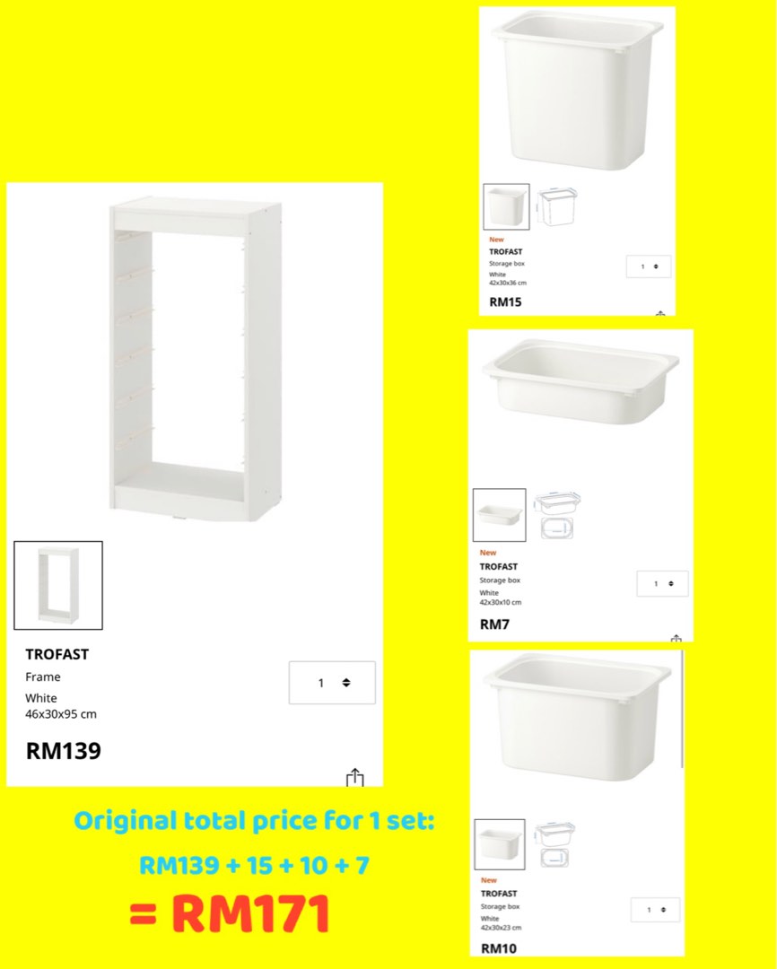 IKEA Trofast (3 sets comes with bins), Furniture & Home Living ...