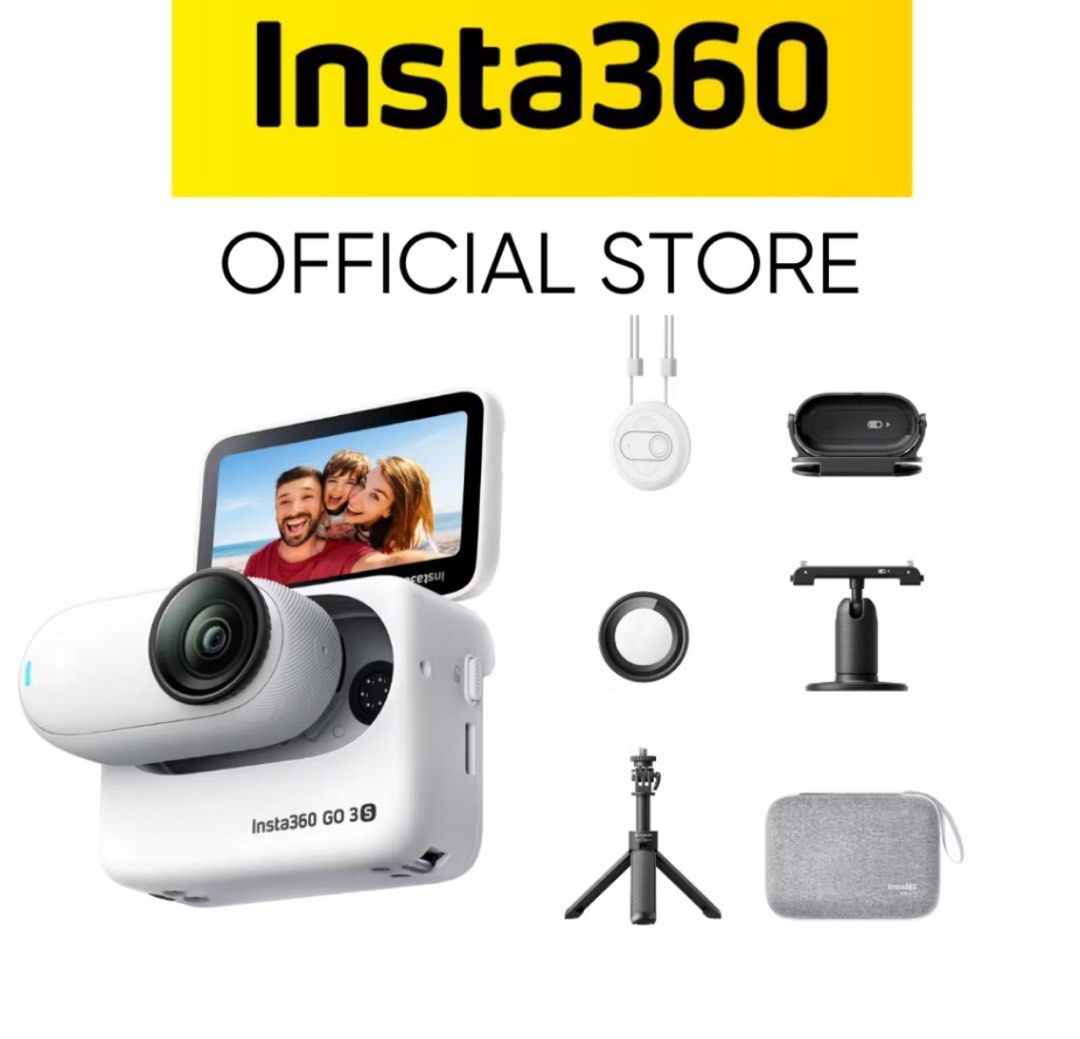 Insta360 GO3S Travel Kit Tiny 4K Action Camera with Flip Screen Action Pod (64GB), Photography ...