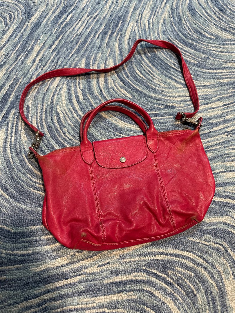 LONGCHAMP ORIGINAL BUTTON LP LEATHER CANDY PINK SMALL CROSSBODY tote ...