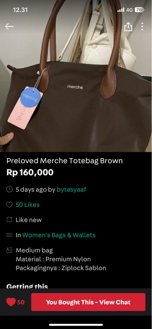 Merche Totebag Brown medium penipuan, Fesyen Wanita, Tas & Dompet di ...