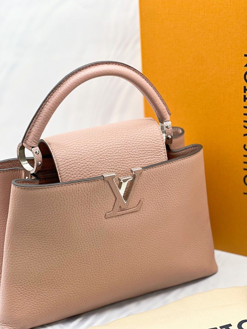 MICROCHIP LOUIS VUITTON CAPUCINES MM IN BEIGE PINK TAURILLON LEATHER ...