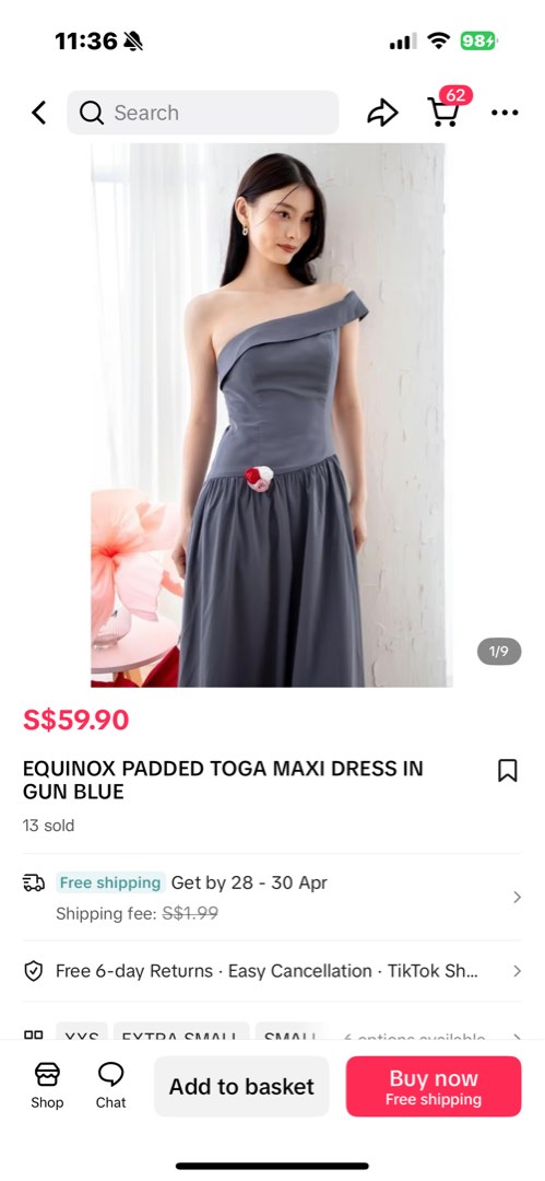 neonmello maxi dress in gun blue, Women's Fashion, Dresses & Sets ...