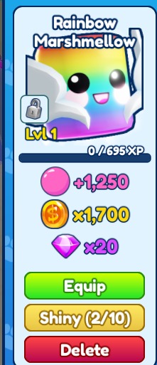 Roblox BGSI Bubble Gum Simulator Infinity Rainbow Marshmellow, Video ...