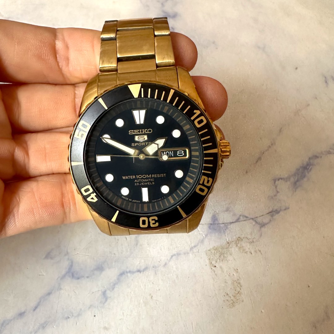 Seiko 5 sports gold colour, Men's Fashion, Watches & Accessories ...