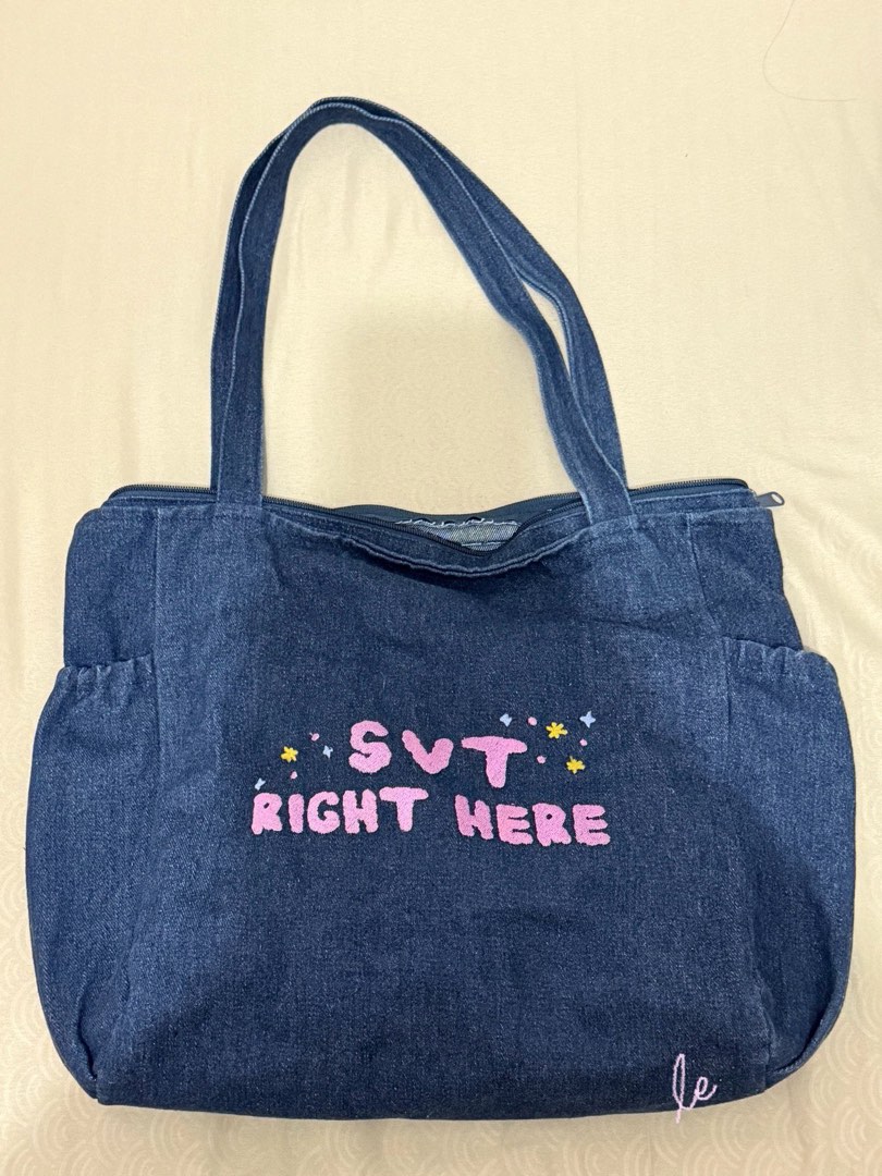 SEVENTEEN SVT Right Here denim totebag 43x35cm, Women's Fashion, Bags ...