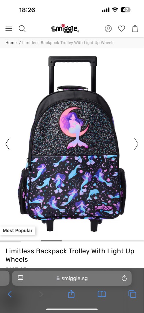 Smiggle backpack trolley beg beroda smiggle, Babies & Kids, Babies ...