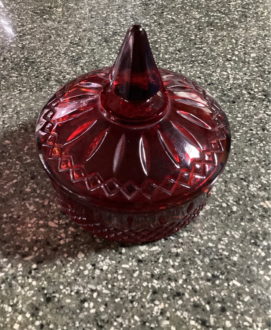Vintage Ruby Red Indiana Glass Candy Dish With Lid, Furniture & Home ...