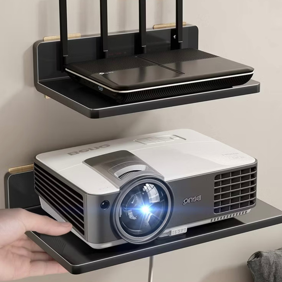 Wall Mounted Shelf | Dual Tier Tech Shelf | Router Projector Organizer ...