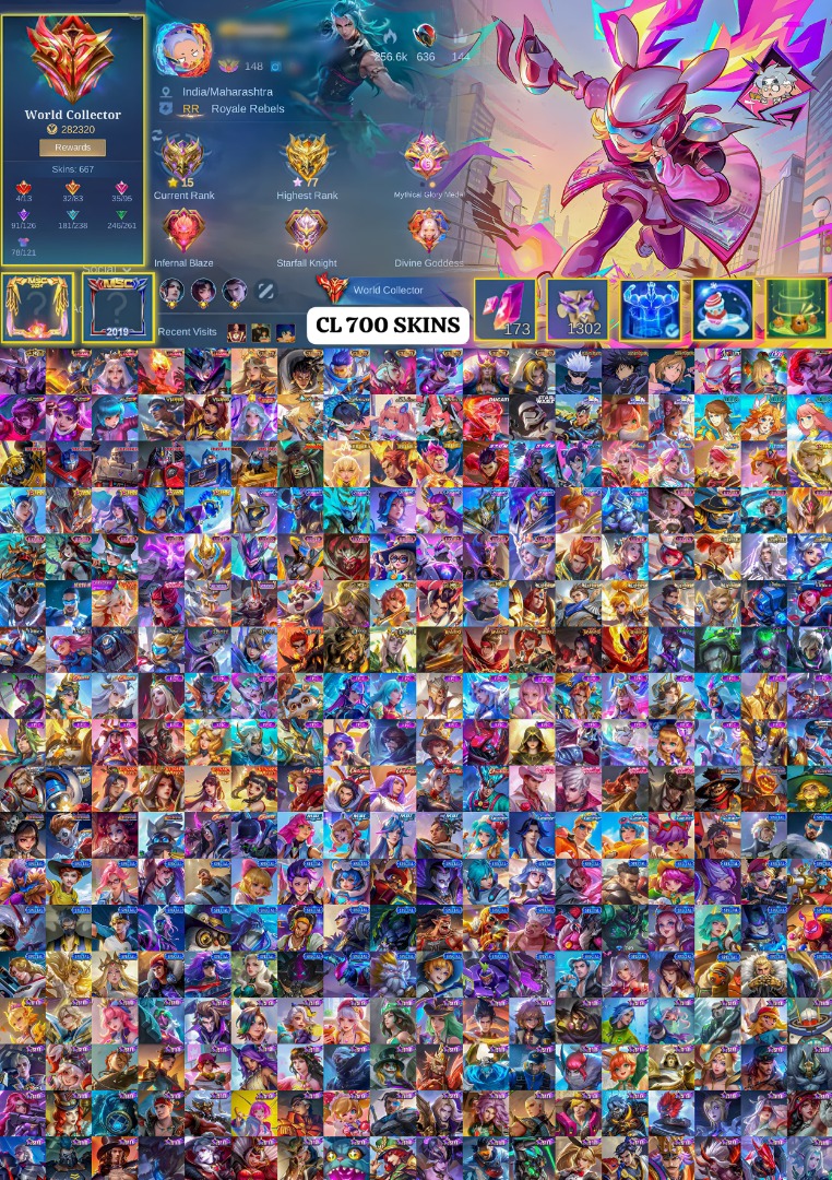 [World Collector] 667 Skins | Cheap Acc | SMURF | Mobile Legends ...