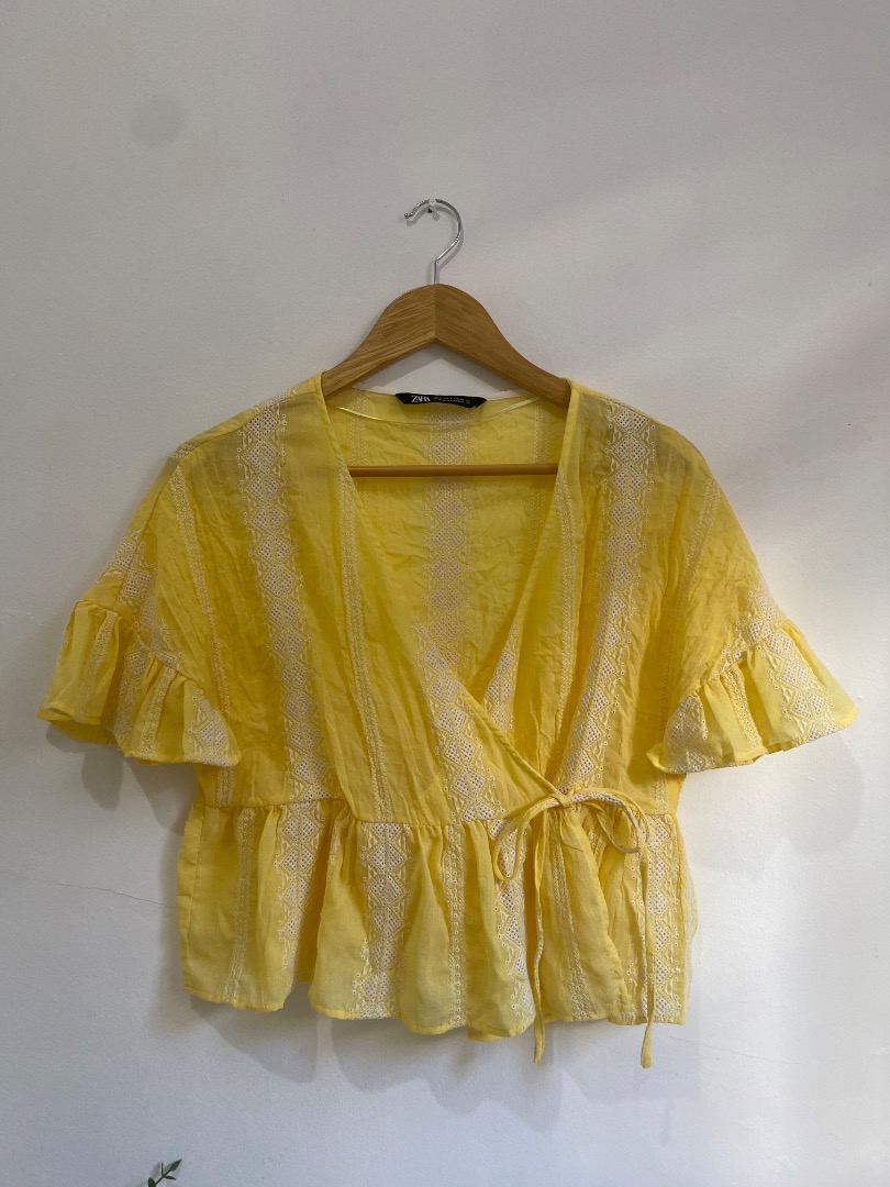 Zara Yellow Top, Women's Fashion, Tops, Blouses on Carousell