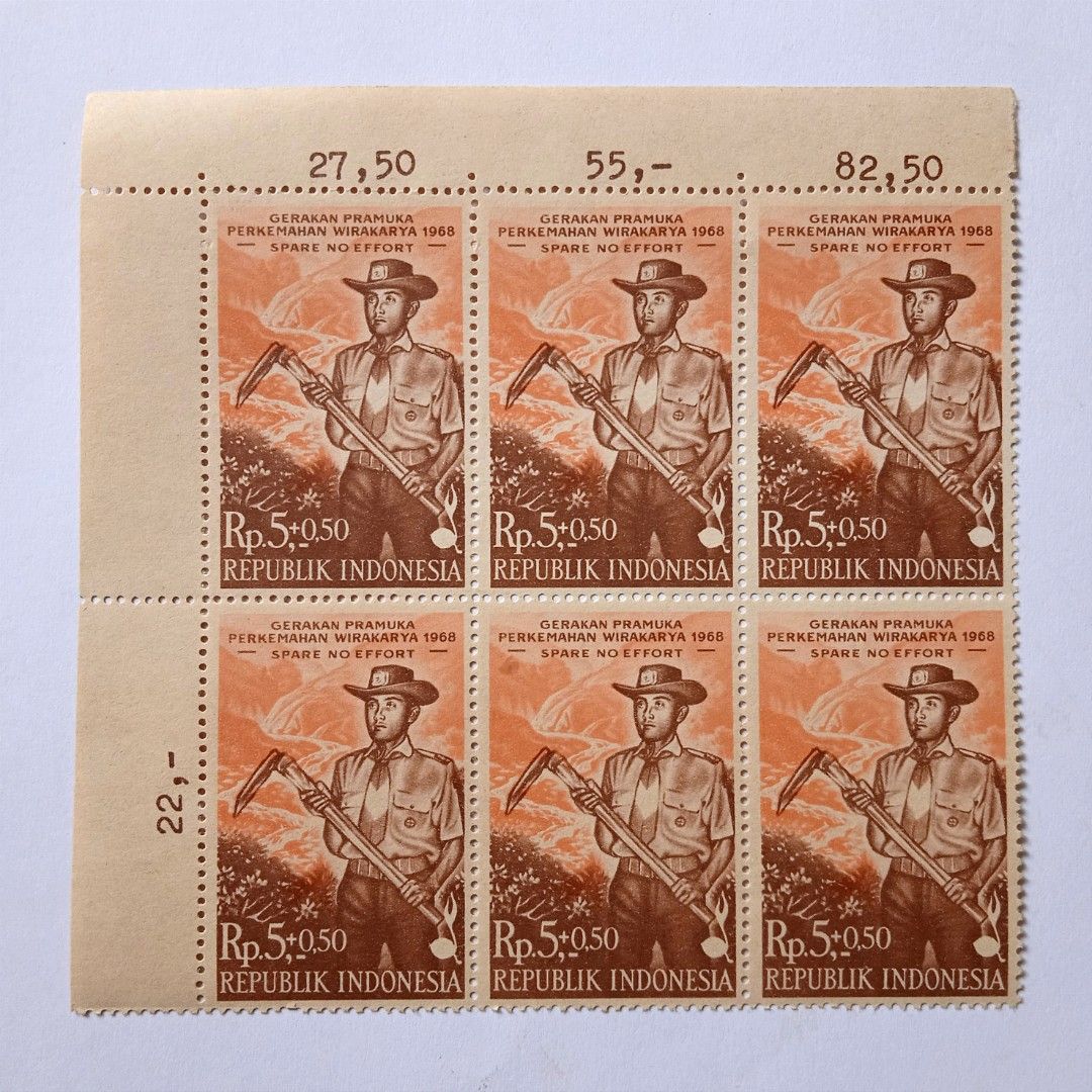 Antik Perangko Filateli Gerakan Pramuka Perkemahan 1968 Rp.5,- 6pcs ...