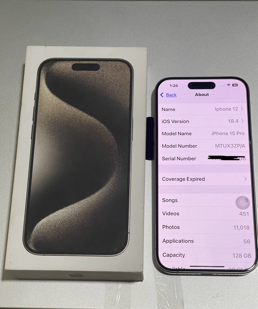 Apple IPhone 15 Pro 128Gigs Titanium Silver Color like new well taken ...