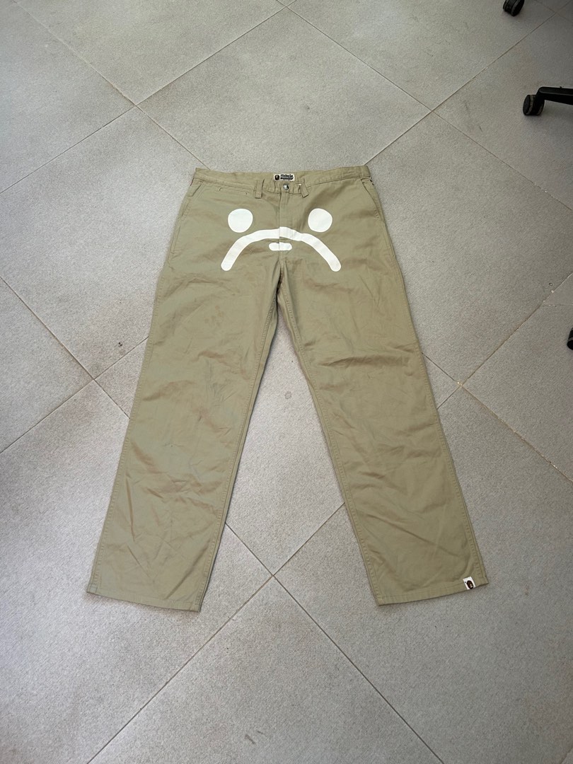 BAPE - SAD FACE CHINO PANTS, Men's Fashion, Bottoms, Chinos on Carousell