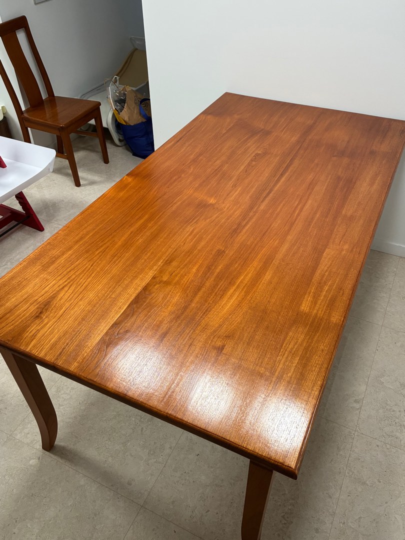 Burmese Teak wood dining table, Furniture & Home Living, Furniture ...