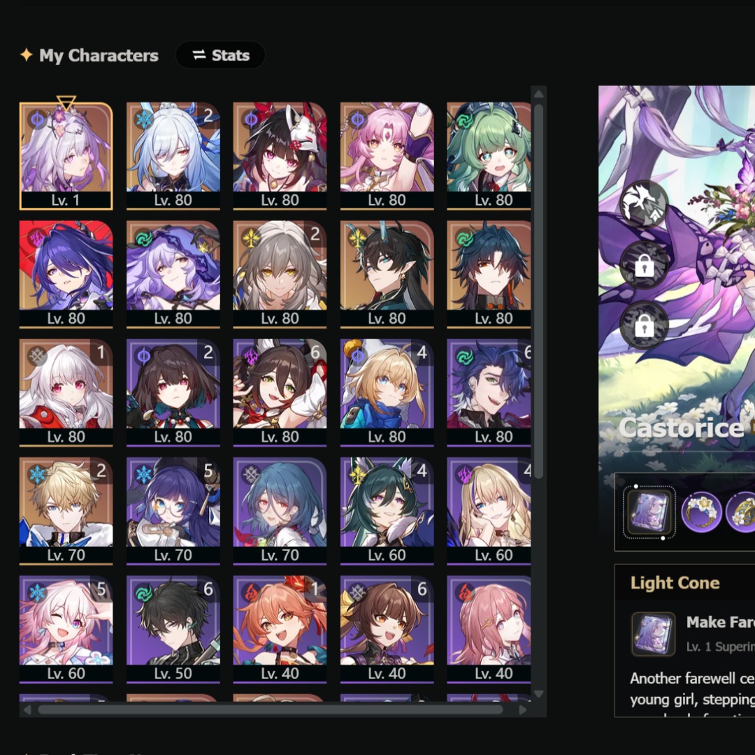 CASTORICE E1S1 + JING LIU E2S1 | Honkai Star Rail Account | HSR | Asia ...