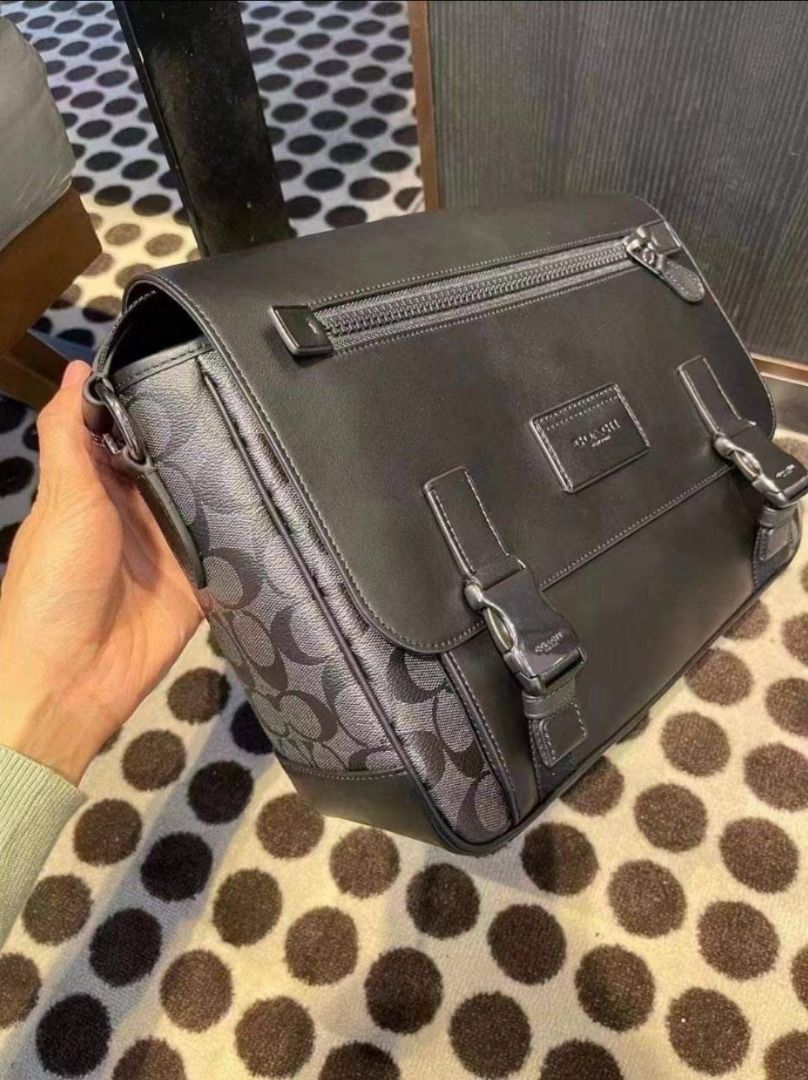Coach C2793 Track Messenger Bag in Charcoal Signature Coated Canvas and ...