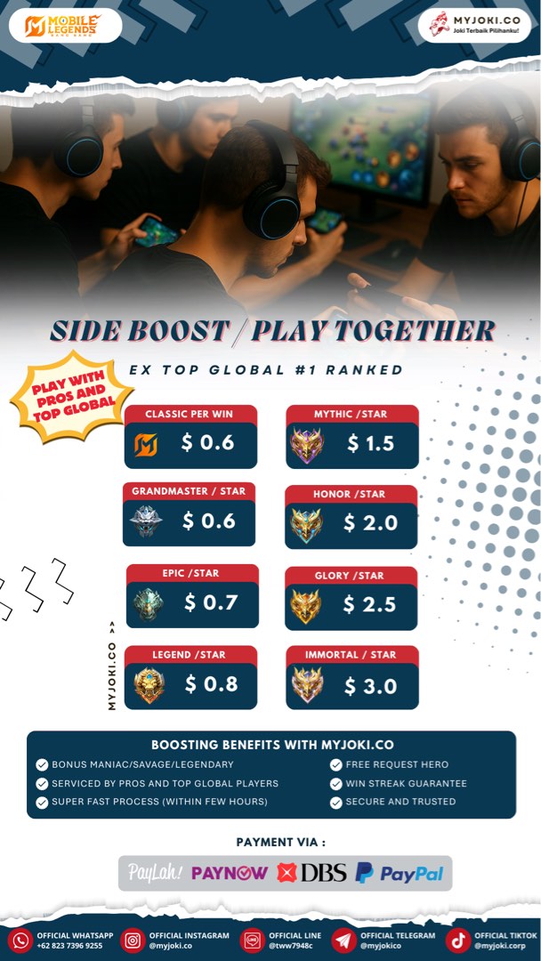 🏆EX GLOBAL RANKED 1 - SIDE BY SIDE MOBILE LEGENDS MLBB BOOSTING (PLAY ...